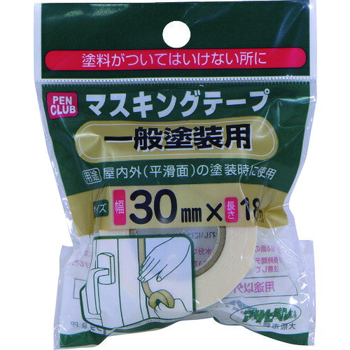 ●屋内外(平滑面)の一般用塗装に使用する保護用粘着テープです。●用途：塗装時のマスキングに。●色：白●幅(mm)：30●長さ(m)：18●厚さ(mm)：0.1●サイズ(mm)：30×18●縦(mm)：30●手で切断可能：可能●PCマスキング...