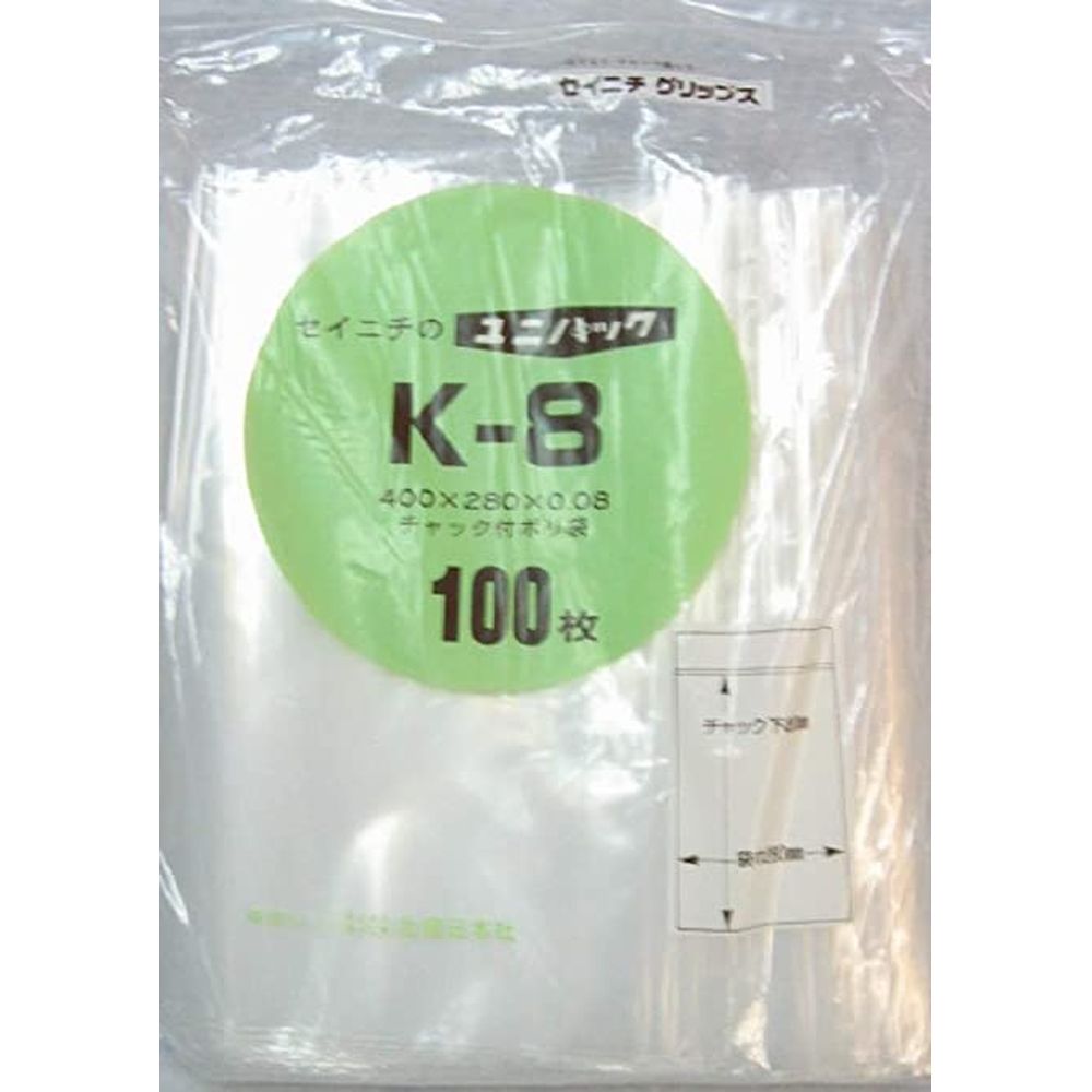 ●ワンタッチで密閉できるチャック付ポリ袋品番：K-8厚さ：0.08mmサイズW：280mmサイズD：400mm入数：100枚入松吉医科器械｜総合カタログ｜医療・介護・ドクター・ナース