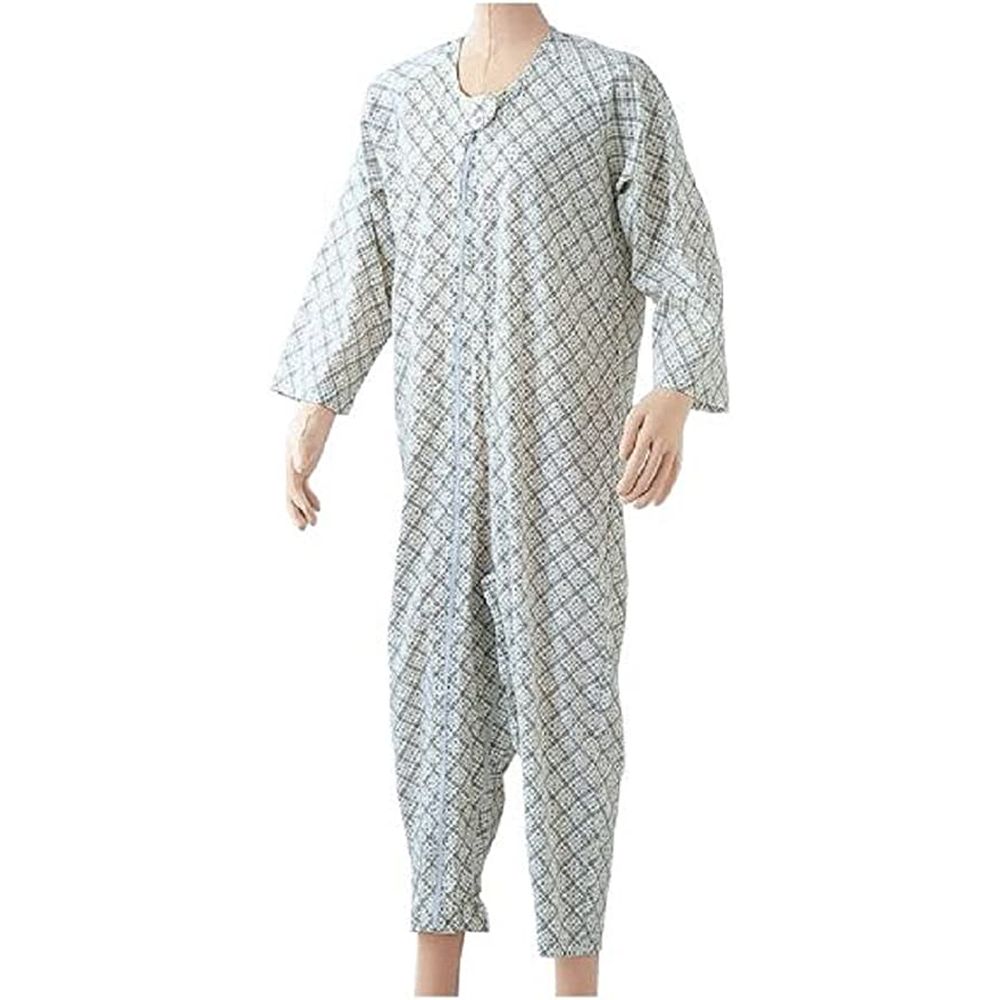 ●認知症の方の着脱予防に、一人では開けにくいタッチホックを使用した、介護用パジャマです。●綿100%でオールシーズン着られます。●【搭載機能】・タッチホックでしっかりロック指先でタッチホックの真ん中を押すと、ロックが解除され、認知症の方が一...