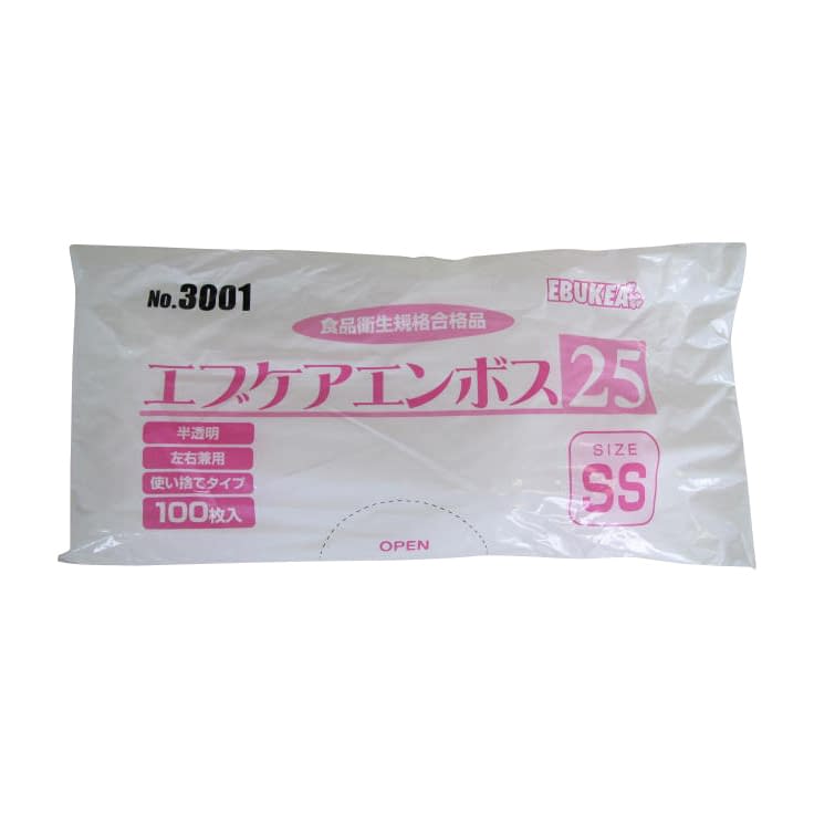 ●食品衛生法適合外エンボス加工タイプのポリエチレン手袋。●カラー：半透明●規格：袋入●入数：100袋●材質：ポリエチレン●販売単位：60袋松吉医科器械｜総合カタログ｜医療・介護・ドクター・ナース