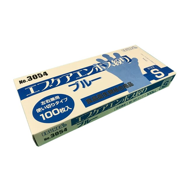 ●食品衛生法適合外エンボス加工タイプのポリエチレン手袋。●カラー：ブルー●入数：100枚●材質：ポリエチレン●販売単位：60箱松吉医科器械｜総合カタログ｜医療・介護・ドクター・ナース
