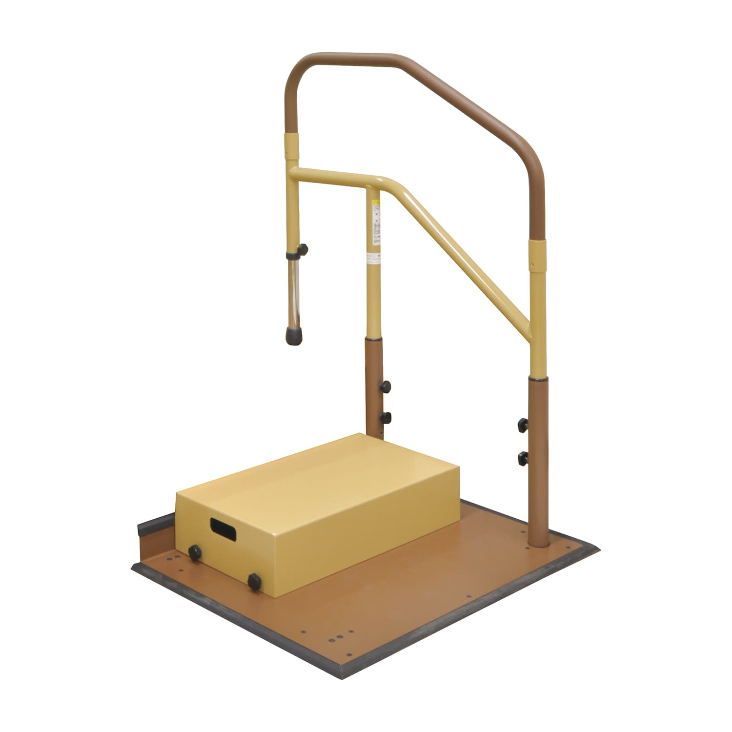 ●上がりかまちの昇降を安全にサポートします。●手すりは握りやすいφ34mm、水平部が長くて安心です。高さは使用される方に合わせて調整可能。●ベースプレート表面にはすべり止め加工付です。松吉医科器械｜総合カタログ｜医療・介護・ドクター・ナース