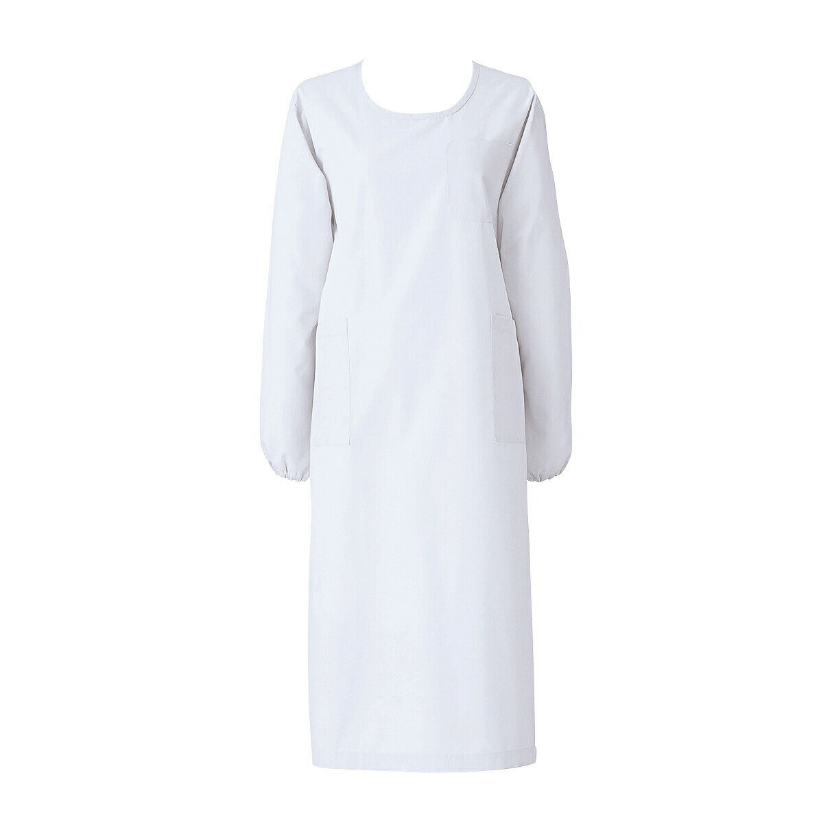 ●ナースウェアをゆったり包む長袖予防衣。●豊富なサイズ、カラー展開。●袖口ゴム入り。●カラー：ホワイト●材質：ポリエステル65％・綿35％松吉医科器械｜総合カタログ｜医療・介護・ドクター・ナース