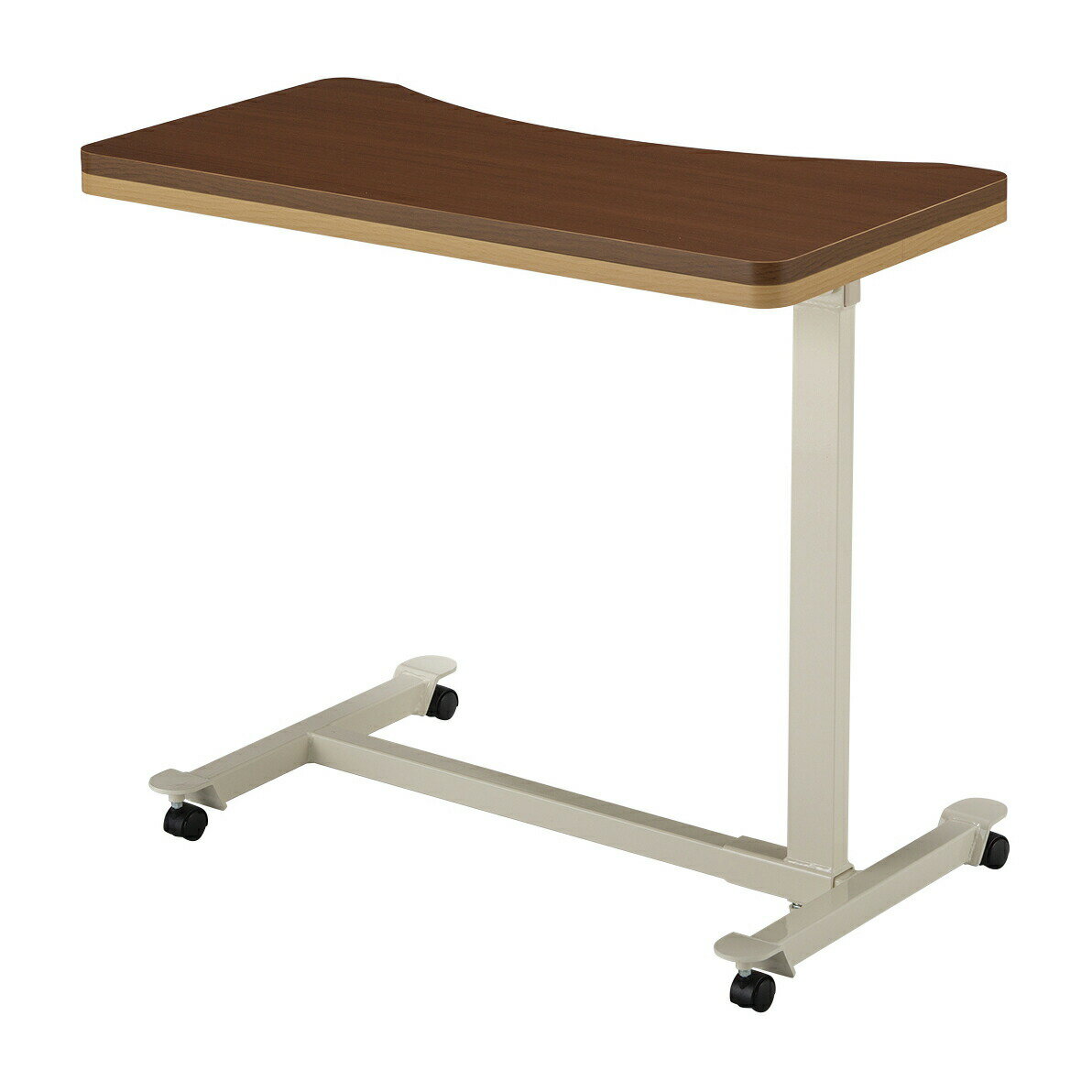 ●テーブルはラウンド型形状でホワイトと2種類の木目調から選べるポリエステル化粧板仕上。●規格：キャスタータイプ●製品サイズ：W800×D400×H650mm●キャスター仕様：φ30mm（双輪キャスター）●重量：約9kg●材質：天板＝ポリエス...