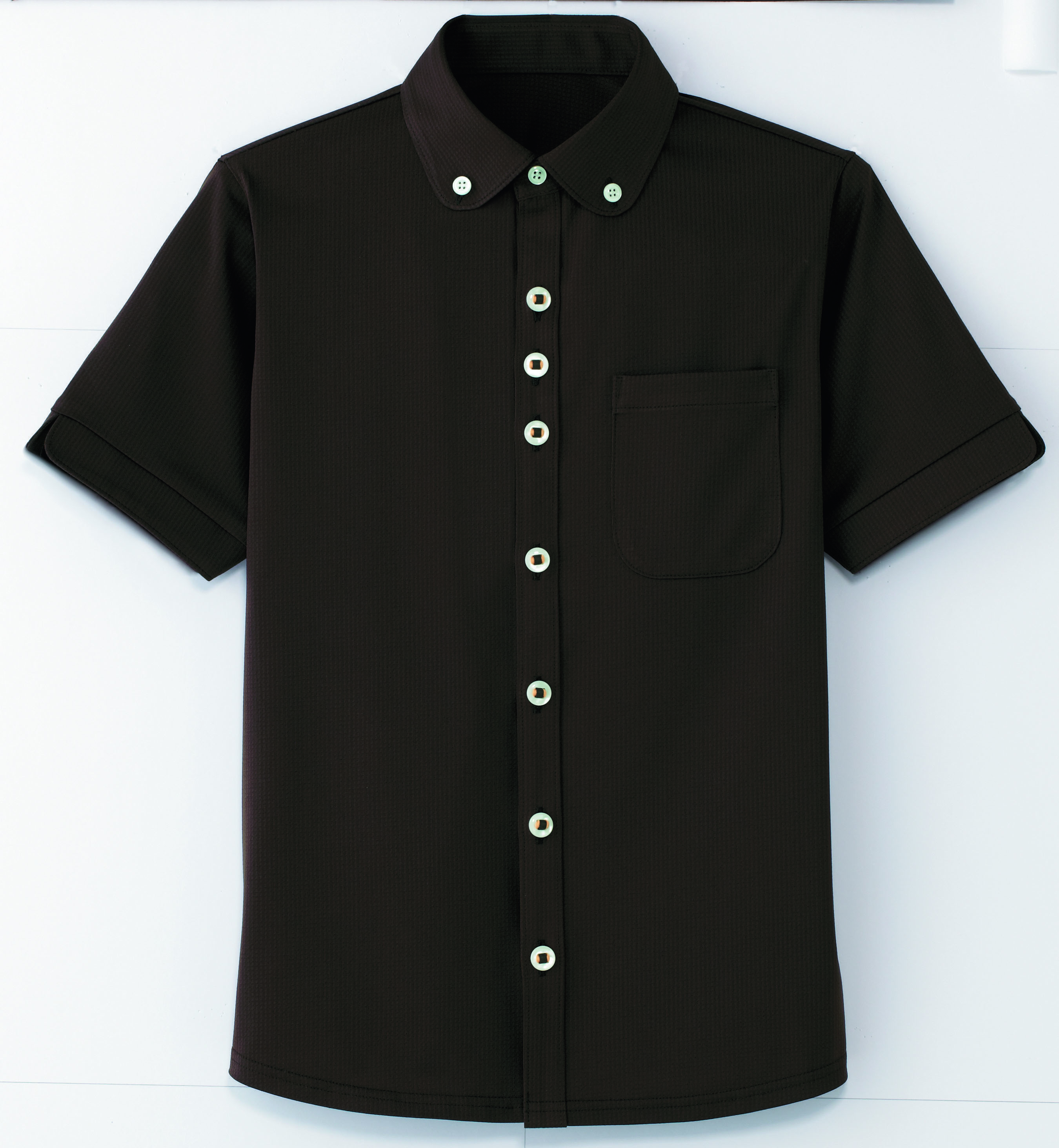 ●ニットであることを感じさせない信頼感のある布帛のようなニットシャツ●ナチュラルモダンなカラーリング×ナチュラルモチーフテープ●パラシュートボタンならおしゃれでボタンの取れがなく安心●ラウンドボタンダウンでおしゃれ度アップ●介護職専用動きや...