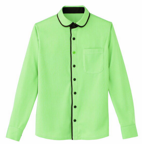 ●ニットであることを感じさせない信頼感のある布帛のようなニットシャツ●ナチュラルモダンなカラーリング×ナチュラルモチーフテープ●ラウンドボタンダウンでおしゃれ度アップ●介護職専用動きやすいARM360°●腰ポケットはA4紙2つ折りサイズのメ...