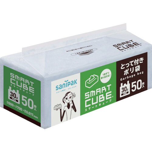●1枚ずつ取り出せるティッシュタイプのゴミ袋です。●省スペースでの収納が可能です。●容量(L)：30●縦(mm)：700●横(mm)：500●厚さ(mm)：0.017●色：半透明●1冊：50枚入●とって付きタイプのゴミ袋です。●高密度ポリエ...