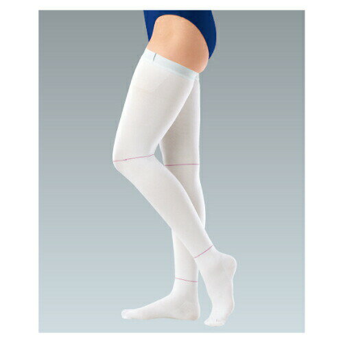 ●日本人体型データに基づいてサイズ設計された弾性ストッキング●足首部分は24hPa（18mmHg）の圧迫圧で、脚の形状に合わせた立体構造とSigel理論に基づいた圧迫圧と圧迫勾配設計により、臥床・安静時の静脈還流をサポートします。●ラテック...