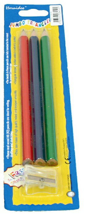 商品説明 仕様 HB 説明 専用鉛筆削り付。軸は小さなお子様でも握りやすい三角軸。机の上などでも転がりません。芯は丈夫で折れにくく、軸には熱帯雨林を含まないエコで高品質な木材を使用しています。ジャンボトライアングル鉛筆3本セット（キッズ用）