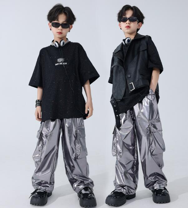 商品名 キッズダンス衣装 光沢感 子供ヒップホップジャズダンス衣装 色 写真色 内容 2点セット：トップス＋パンツ 3点セット：トップス＋パンツ+ベスト サイズ 120　身長110-120cm 体重20-25kg 130 身長120-130...