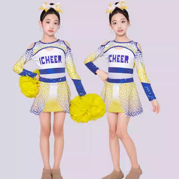 商品名 子供ダンス衣装 チアガール衣装 エアロビクス 色 イエロー 内容 女子：レオタード+スカート サイズ 120女子バスト60　ウエスト50　身長110-120cm 体重13-17.5kg 130女子バスト64　ウエスト54　身長120...