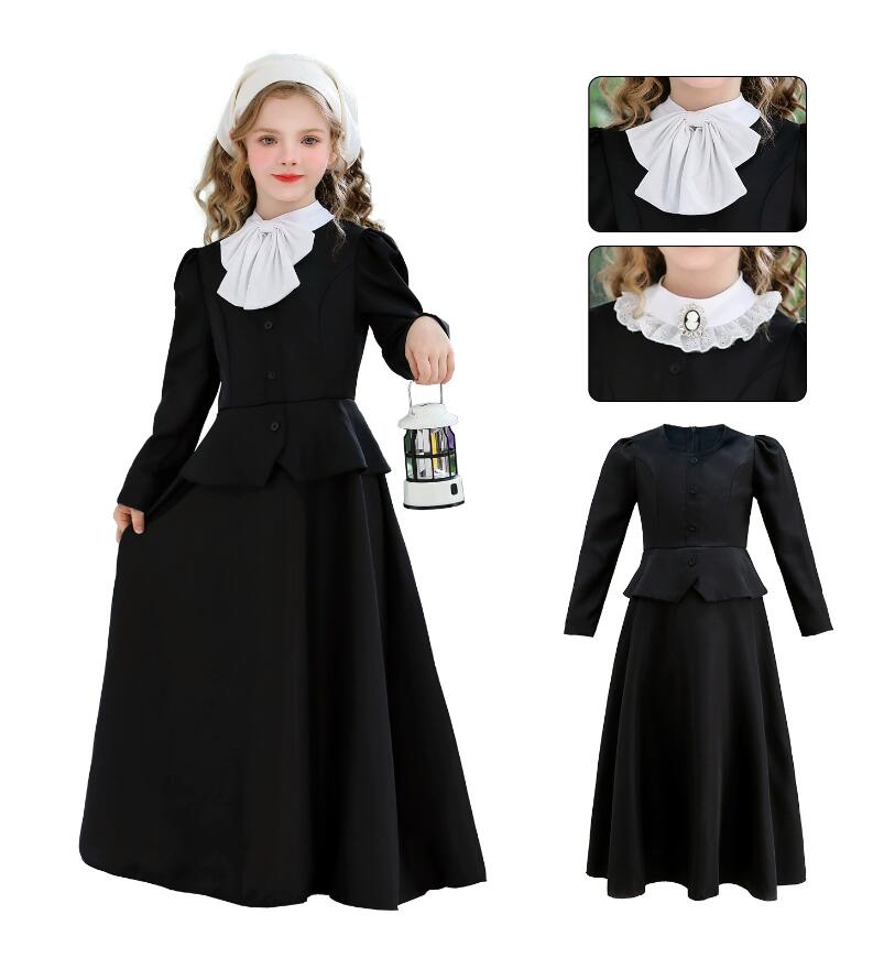 商品名 子供メイド服衣装 ハロウィン コスプレ 色 画像参考 サイズcm 120：バスト68　ウエスト60　肩幅27 着丈95 130：バスト72　ウエスト64　肩幅28　着丈100 140：バスト76　ウエスト68　肩幅29　着丈105 ...