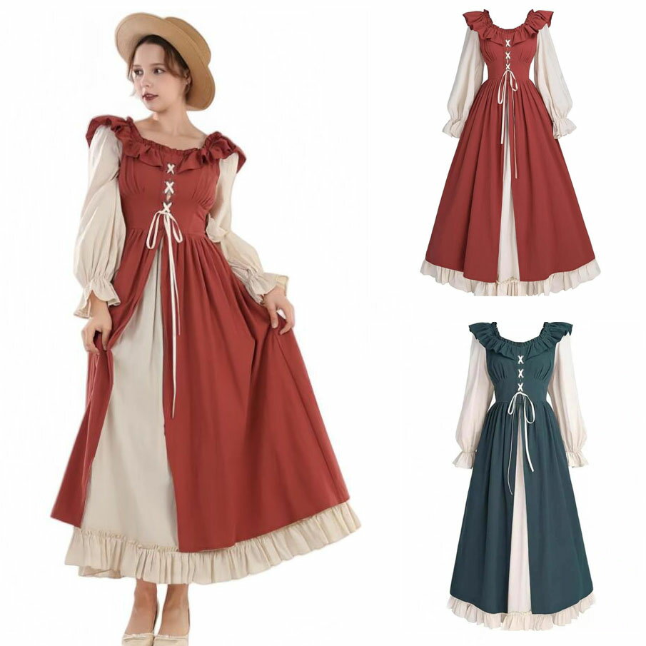 商品名 ロング丈ワンピース ハロウィン衣装衣装 ラッパ袖 色 画像参考 サイズcm S 着丈141cm バスト96　袖丈60 M 着丈142cm バスト100　袖丈61 L 着丈143cm バスト104　袖丈62 XL 着丈144cm バス...