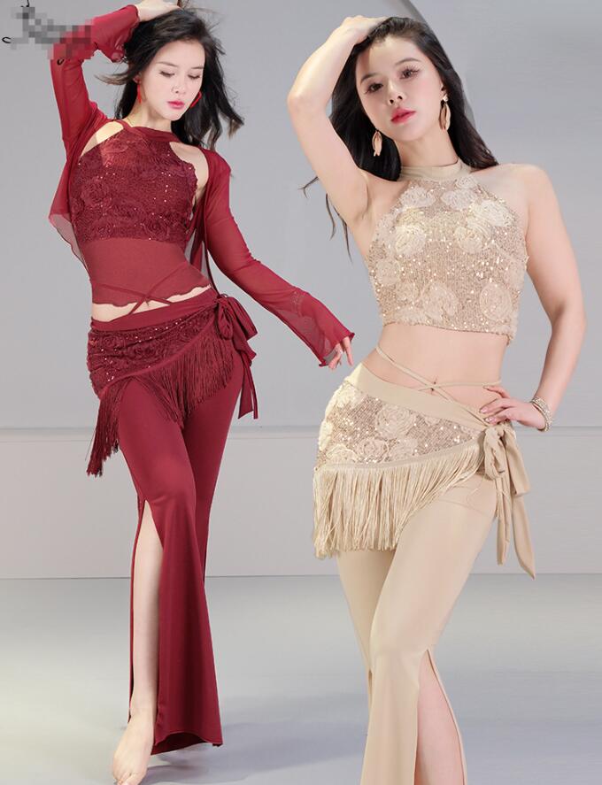 商品名 ベリーダンス 衣装2点セット/3点/4点セット メッシュトップス 色 画像参考 サイズcm M キャミソール着丈34/57　バスト76　ウエスト62-82　パンツ丈97　ブラウス丈36　バスト80 体重40-50kg Lキャミソール...