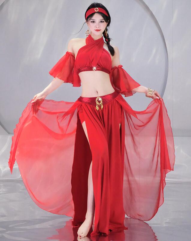 商品名 ベリーダンス衣装 民族風 セクシー セットアップ 色 画像参考 サイズcm M 着丈21　バスト78　袖丈25　ウエスト60-90 スカート丈96　適応体重40-50kg L 着丈22　バスト82　袖丈25　ウエスト62-94 スカ...