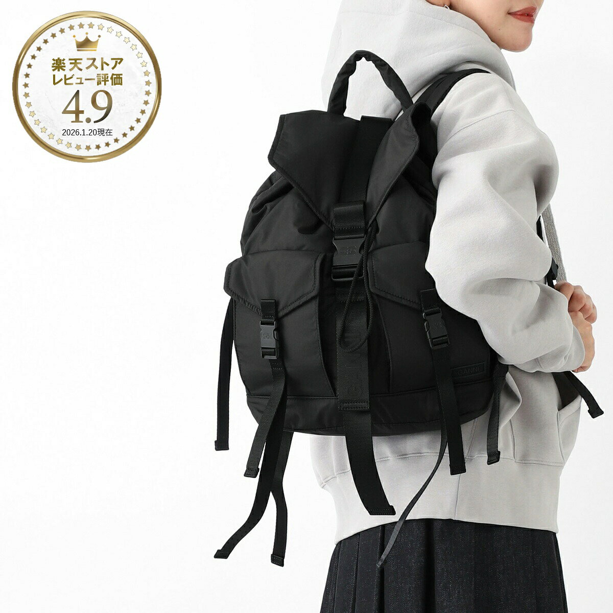 BRANDガニー/GANNIITEMバックパック/リュックサック/RECYCLED TECH BACKPACKItem No.a4755-099-black管理： CCBLK TTWN NNWWガニー/GANNI バックパック "RECYC...