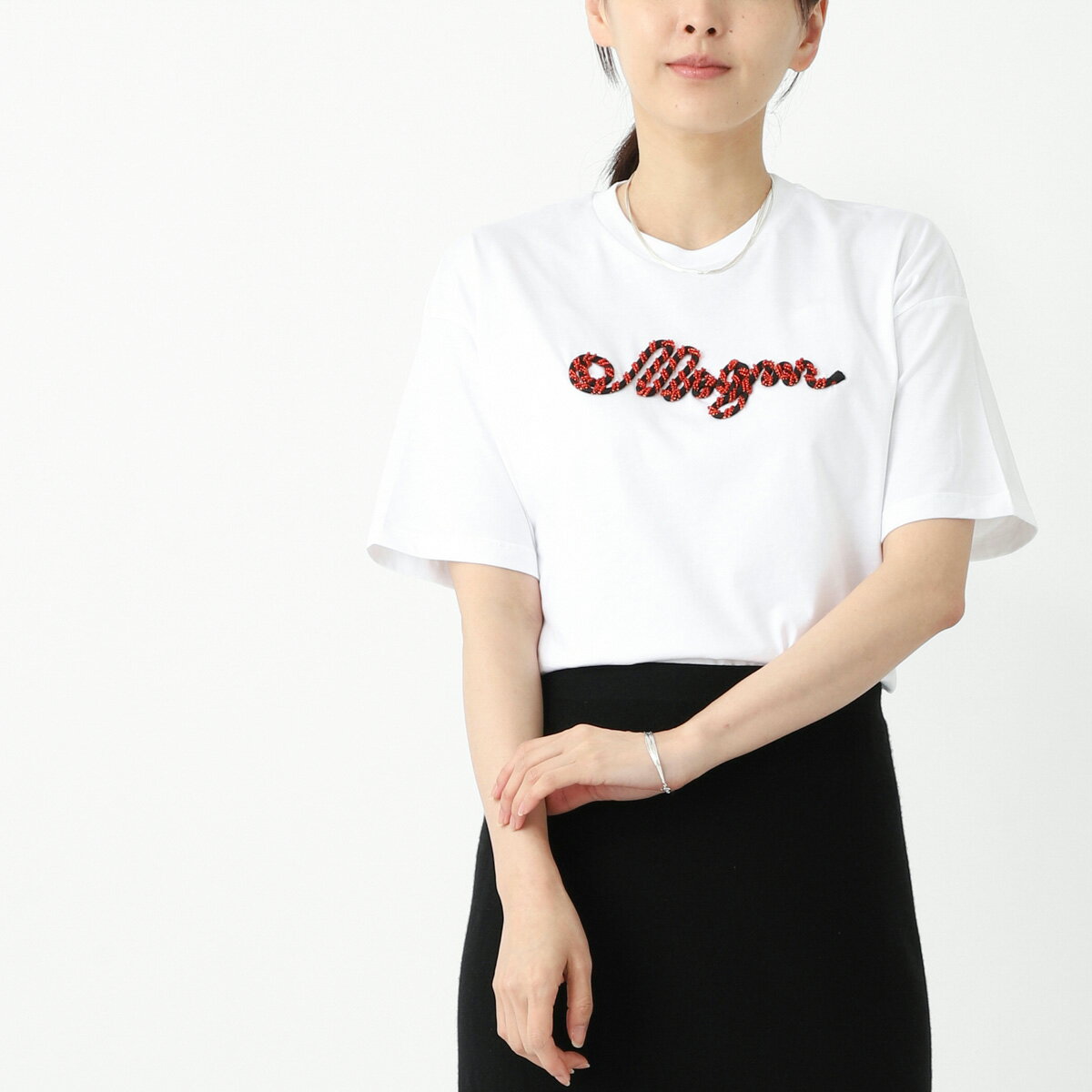 BRANDエムエスジーエム/MSGMITEMクルーネックTシャツ/KIDS キッズ ガールズ/ロゴ 刺繍Tシャツ ロゴT クロップド丈 ショート丈Item No.s6msjgth173-001-bianco-white管理： CCWHT T...