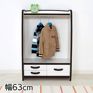 ハンガーラック 幅63cm HRJ-63H 知育家具EVAキッズシリーズのハンガーラック。 子ども部屋のお片付けにおすすめ！ 完成品でお届けします。 『ハンガーラック 幅63cm HRJ-63H』の特徴 自分で身支度、おかたづけレッスン！幼...