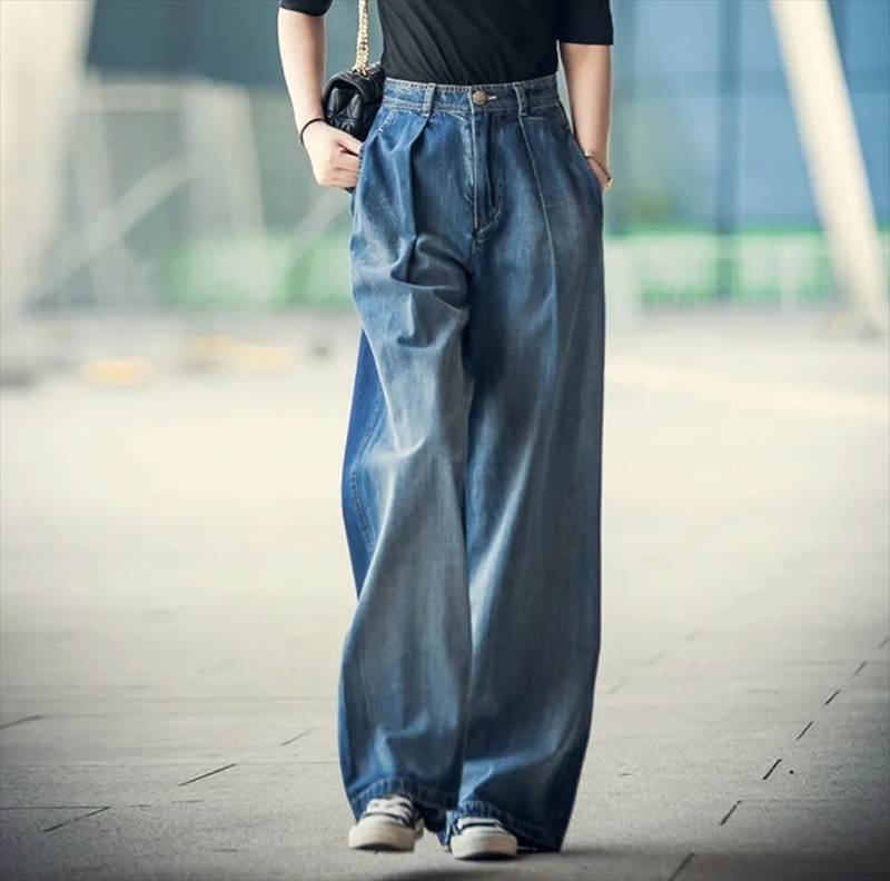 デニムワイドパンツ。ハイウエストパンツ。サイズ　26　27　28　29　30　31　32　33　34《商品について》※当ショップは海外からのノーブランド商品になります。海外製品のため日本商品に比べ品質が劣る場合がございます。糸のほつれ、多少...