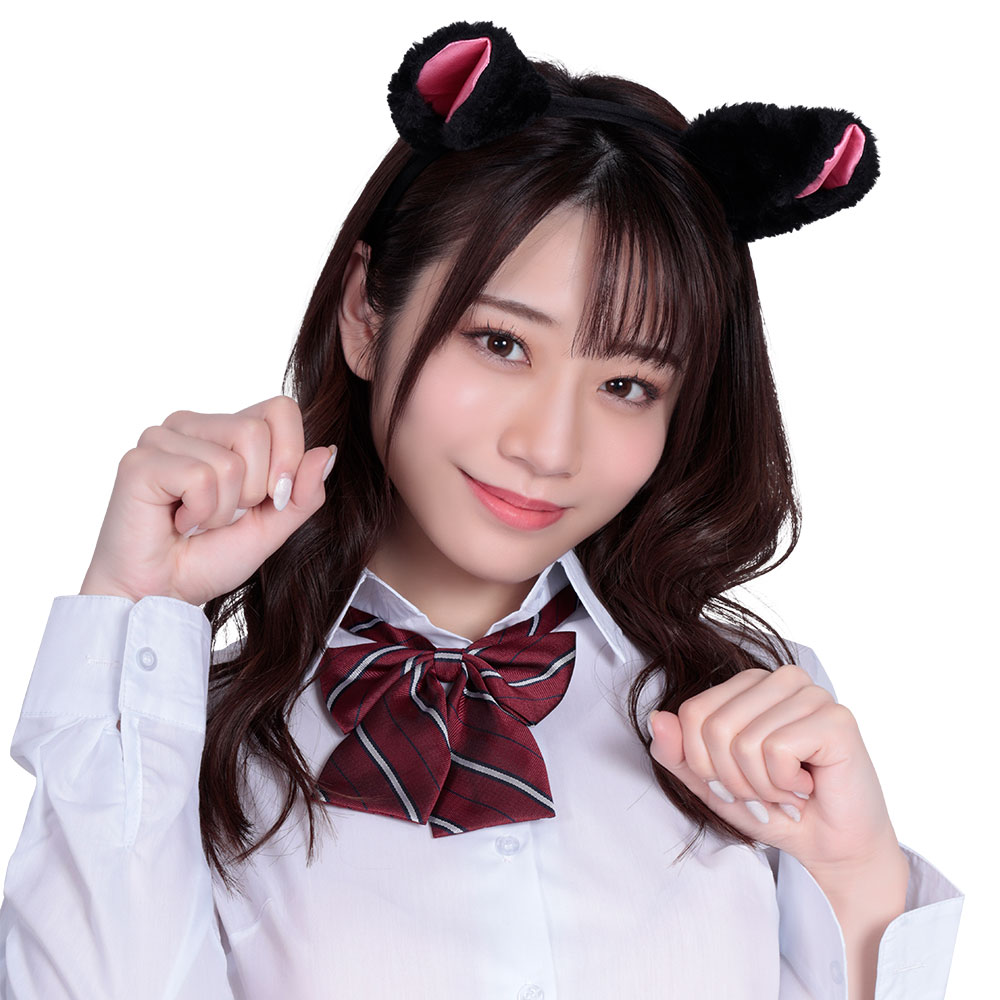 ふわふわ猫耳カチューシャ ブラックファー×ピンクサテンの萌えキュン猫耳★ 外向きネコ耳がトレンド！注目アイテム♪ カチューシャ部分は、芯をストレッチ生地でくるみ、着け心地◎　