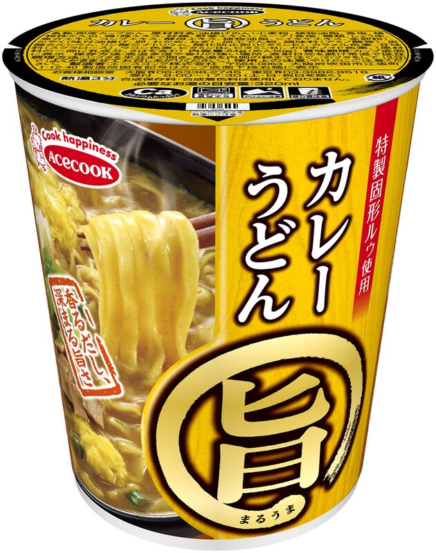 原材料:油揚げめん(小麦粉(国内製造)、植物油脂、食塩、植物性たん白、チキン調味料、砂糖、野菜調味料)、スープ(カレールゥ)、かやく(味付小麦たん白加工品、玉ねぎ、卵、ねぎ)/加工でん粉、調味料(アミノ酸等)、炭酸カルシウム、リン酸三ナトリ...