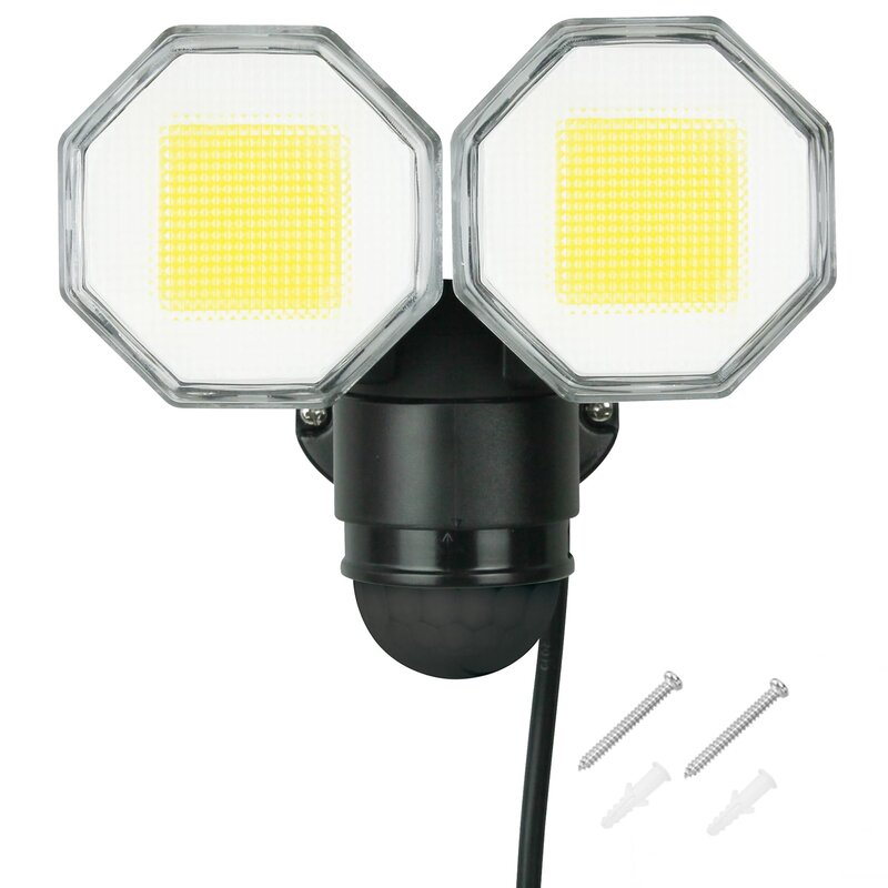 設置場所:屋内/屋外(防雨構造) 電源コード長さ:1.5m 電源/電圧:AC100V 50/60Hz 明るさ:1300ルーメン 光源:COB型LEDX2個 商品サイズ:横16.2cm×奥行11.6cm×高さ14.4cm 商品重量:約350g