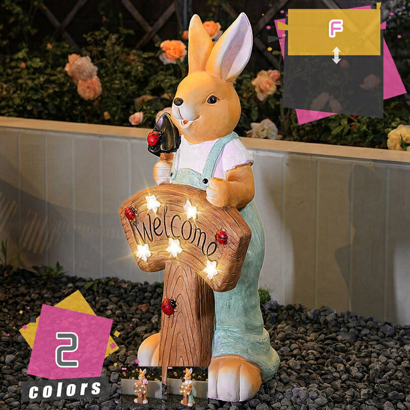 メイン素材：酸化マグネシウム▼かわいいウサギの彫像は、友人、家族の隣の誕生日プレゼント、クリスマス、復活祭、友達、同僚、新築祝い、新婚夫婦への素晴らしいプレゼントです。▼うさぎが明るく楽しいイメージ。玄関やお部屋、お庭、そしてエクステリアに...