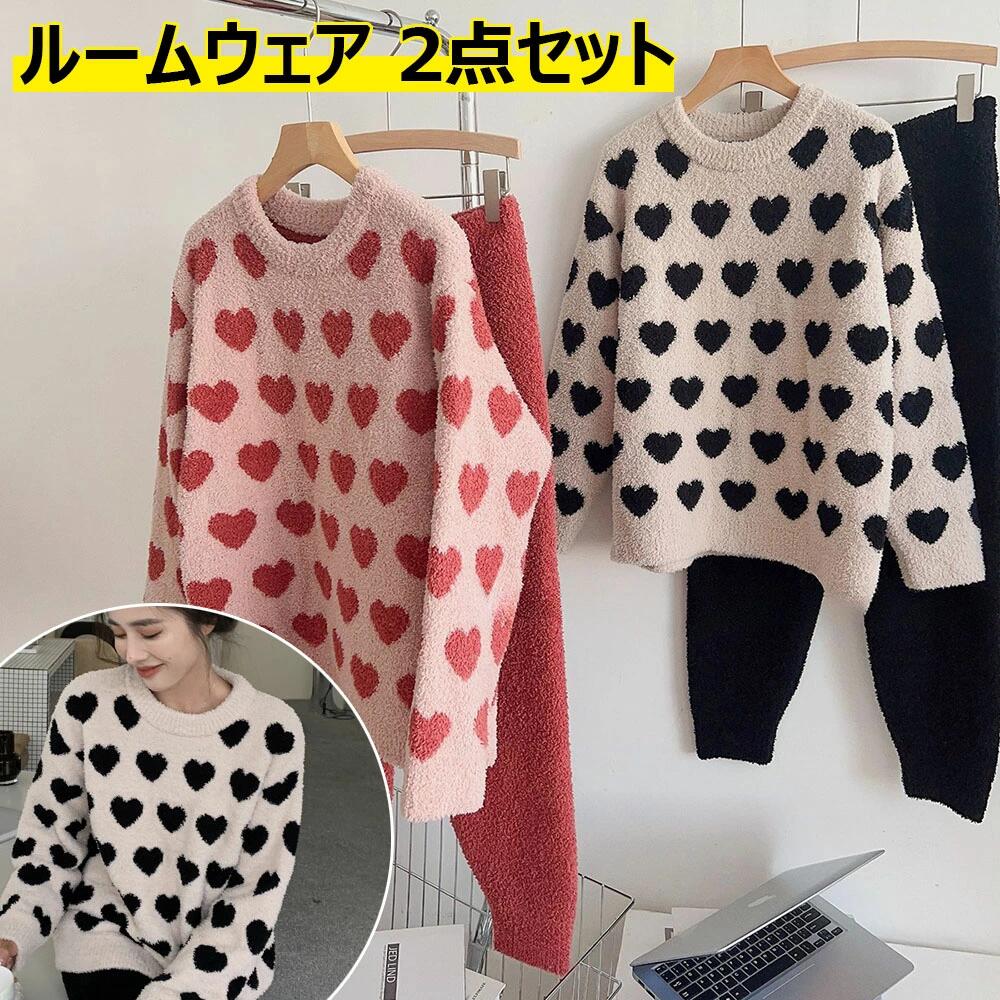 素材：ポリエステル セット内容：トップス＋ズボン 商品特徴： 暖かさも可愛さも両立してくれるもこもこ感が可愛いルームウェア。 生地は軽くやさしい肌触り。ずっと着ていたくなるような気持ちよさで、着心地もばっちりです。 部屋着はもちろんパジャマ...