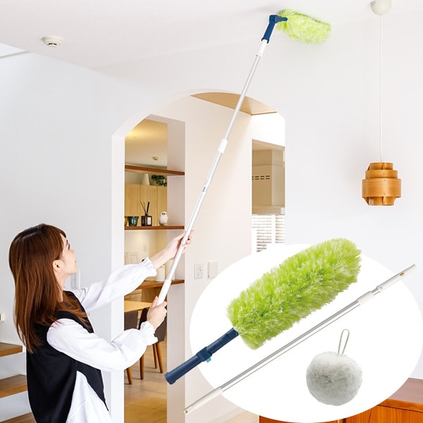 静電気とホコリを同時に除去！ホコリが再付着しにくい！静電気とホコリを同時に除去！ホコリが再付着しにくくなります。1.6m伸びるロングハンドル付き！エアコンの上・冷蔵庫の上・床やベッドの下・家具の隙間も！お手入れは掃除機で吸うだけ！水洗いもO...