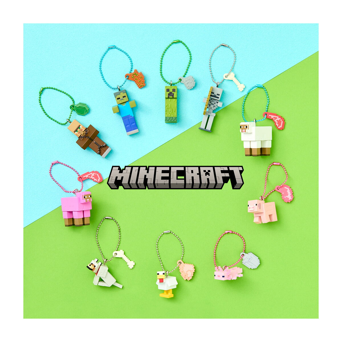 ●この商品のラインナップをすべて見る ●マインクラフト関連商品はこちら 世界的大ヒットゲーム『MINECRAFT』より、ボールチェーン付きマスコットがセットになったビスケットが登場！ マスコットはドロップアイテム付きの豪華ダブルチャーム仕様...