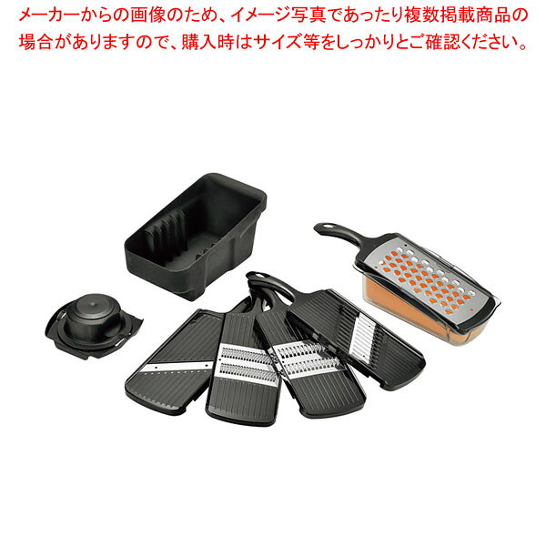 商品の仕様●外寸(mm):110×215×H290●重量(g):800●材質:スライサー、千切り、フレーム/ABS樹脂、容器/AS樹脂、おろし、ホルダー、ザル/ポリプロピレン、スライス刃/ステンレス刃物鋼、ワッフルスライス刃、千切り刃、ホル...
