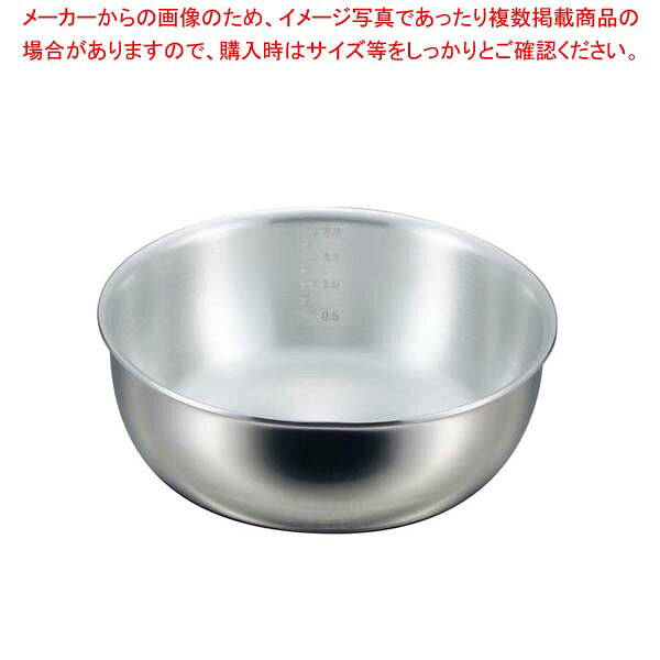 商品の仕様●外寸(mm)：φ195 底径：142 ●内寸(mm)：φ180 深さ：70●重量:0.5kg●容量:1.5L●板厚/厚み：3.0●材質：アルミ(1.9mm) SUS430(0.6mm) ●電磁調理器：200V■● 熱伝導率の高い...