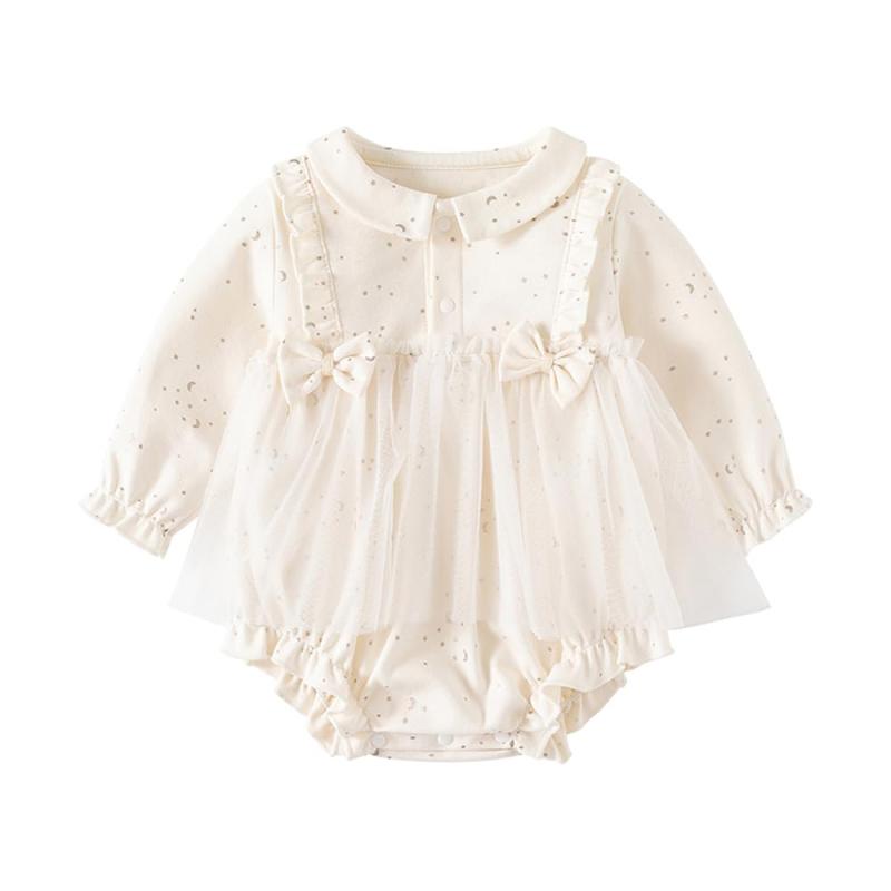 [Baby koi] ベビー服ボディースーツスカート付きワンピースチュール長袖女の子春秋子供服赤ちゃん前ボタンプレゼント贈り物通園服バースデー95％綿、5％スパンデックスの素材。触りが良い、生地がしっかりしています。ちょうどいいの生地でこれ...