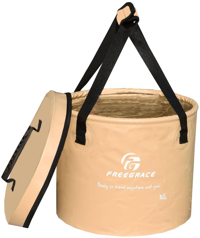 プレミアム品質折りたたみ式容器 Freegrace製 折りたたみ式の洗面器 軽量＆丈夫な透明プラスチック どこでも食器洗浄 キャンプやアウトドアに最適サイズ：30cm x 30cm x 20cm, 重量：0.86ポンド, 容量：18L✔ 多...