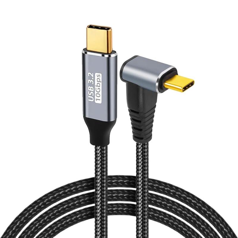 USB-C &amp; USB-C ケーブル L字 Type-c ケーブル USB3.1 Gen2(10Gbps) PD対応 100W/5A急速充電 4K/60Hz映像出力 超高耐久ナイロン タイプc ケーブル Type-c機種対応【最大1...