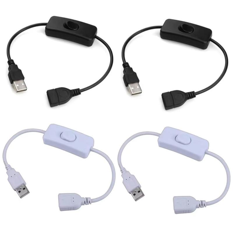 GLOWZEN usb スイッチ オス メス 延長ケーブル 4個セット 30CM 駆動レコーダー用、LEDデスクランプ、USBファン、LEDストリップ【便利なコントロール】この303ロッカースイッチ付きUSBオス-メス延長ケーブルは、操作が...