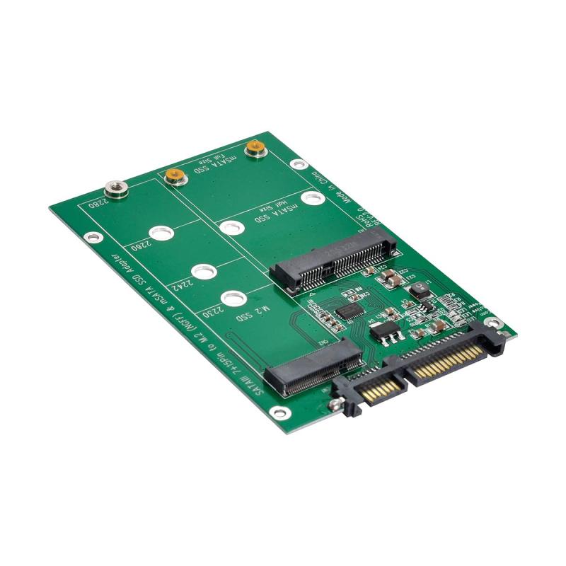 NFHK 2イン1コンボ M.2 NGFF B-Key &amp; mSATA SSD to SATA 3.0 アダプターコンバーターケースエンクロージャ