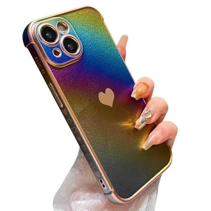 ZTOFERA iPhone 15 用メッキハートケース