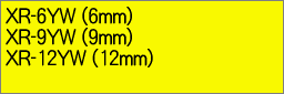 仕様 黄テープに黒文字 テープ幅 XR-6YW(6mm) XR-9YW(9mm) XR-12YW(12mm)上記よりご選択下さい。 テープ長 8m