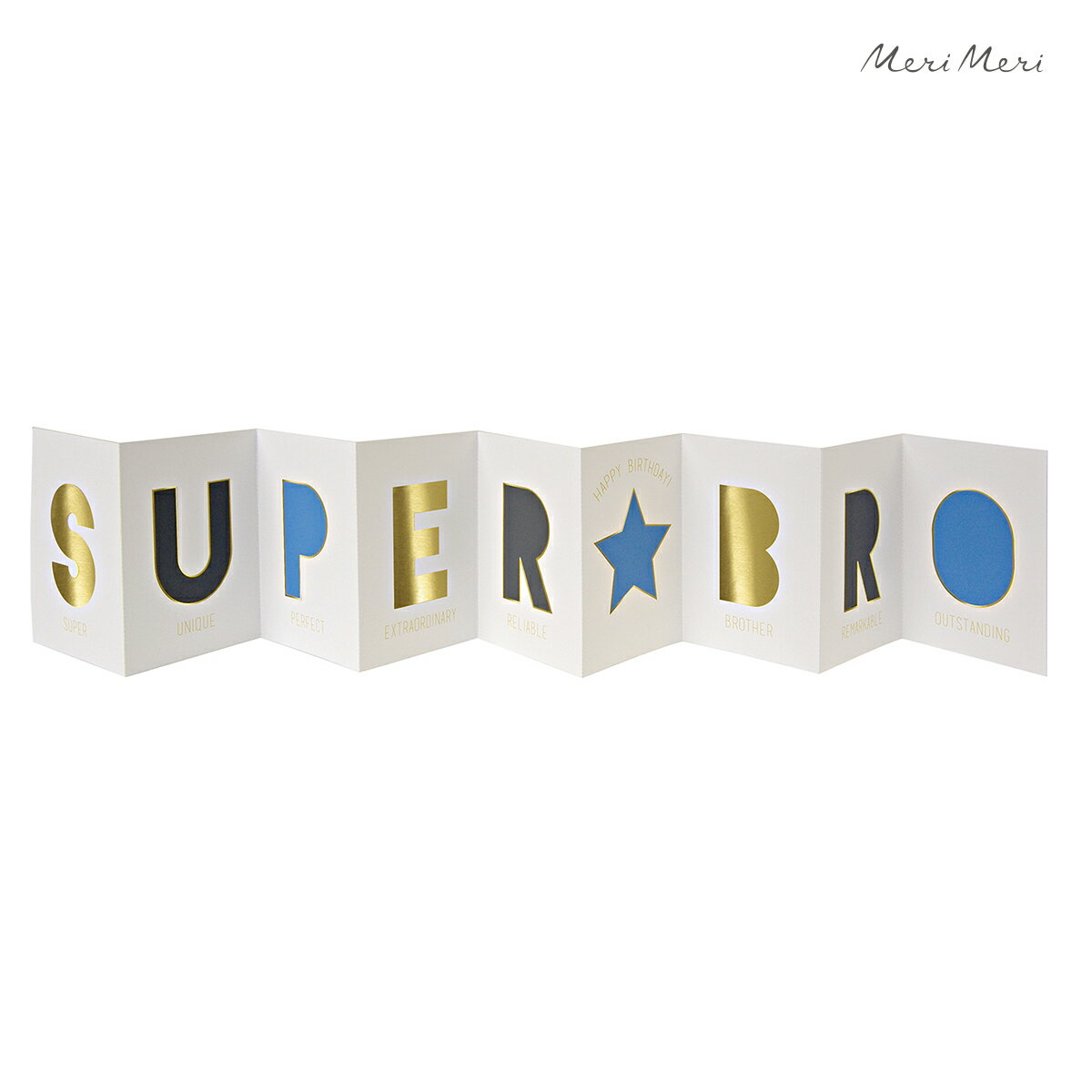 SUPER BRO CONCRTINA Birthday Greeting Card 16-0130H 兄弟へ向けてのバースデーカード 特別感が演出できます。 そのまま飾っても可愛いデザインです。 サイズ(センチ) 封筒：約13.3x18....