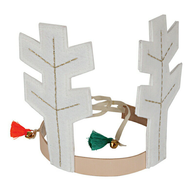 Felt Reindeer Antlers Headband Cotton cord tie with tassels & bells フェルト　トナカイ　枝角ヘッドバンド Drawstring bag size: 140 x 205 x ...