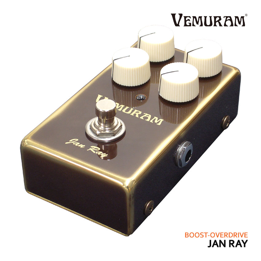 VEMURAMのオーバードライブ「Jan Ray」です。 60年代のFENDERブラックフェイスのパンチの効いたクリアなトーンを再現したペダル。ラックフェイスの定番だったセッティング「Fender Magic 6」サウンドを再現。不自然なコ...