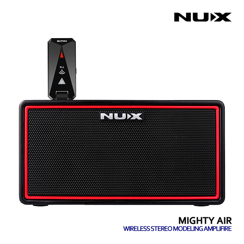 NUXのワイヤレスモデリングアンプ「MIGHTY AIR」です。 ワイヤレス機能と充電バッテリーを備え、ケーブル接続のわずらわしさ無く演奏が可能なモデリングアンプ。Bluetooth接続も可能でスマートフォンなどの音源を再生、専用のアプリ（...