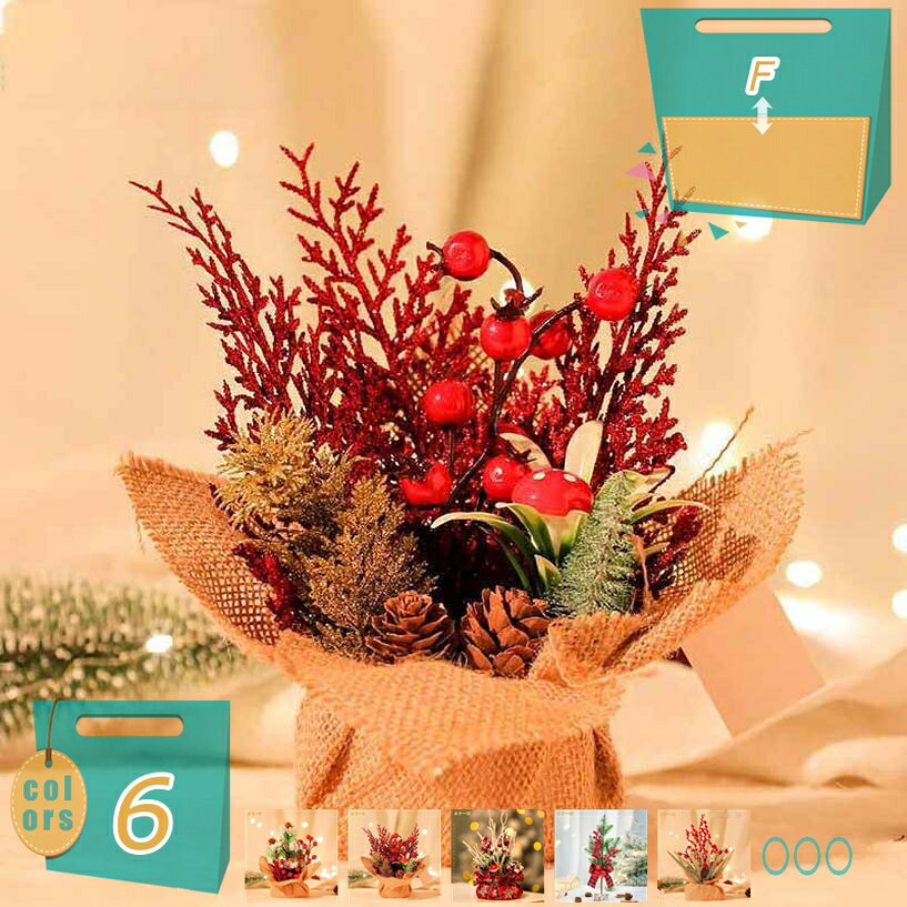 メイン素材：プラスチック1、【メリークリスマス】ミニ卓上クリスマスツリー：高20CM（ツリー+飾り物+ライト）。PVCで作られており、明るい色、耐久性があり、長持ちし、色あせず、再利用に適しています。【省スペース】さどこにでも置きやすいミニ...