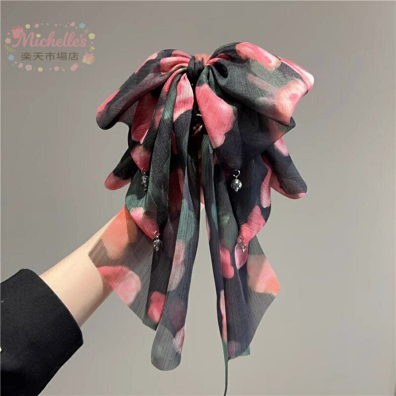ポニーテールクリップ レディース メッシュ フレンチ ビンテージ 花柄 プリント 多層 蝶結 リボン 赤 黒 夏 かわいい ヘアアクセサリー 普段使い 爽やか スタイルメーカー希望小売価格はメーカーサイトに基づいて掲載していますメーカー希望...
