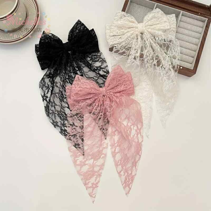ヘアアクセサリー レディース レース 刺繍 蝶結び ストリーマー スプリングクリップ ダブルレイヤー チュール ハンドメイド 韓国風 清新 スイート 春 ブラック アイボリー ピンクメーカー希望小売価格はメーカーサイトに基づいて掲載していま...