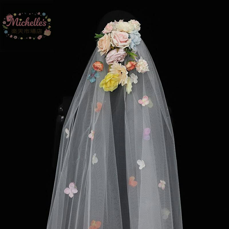 ウェディングベール レディース かわいい 造花 花モチーフ ロング丈 森ガール ナチュラル レトロ 仙女風 ファンタジー ビビッドカラー スイートスタイル 手作り 布素材 結婚式 パーティー アクセサリーメーカー希望小売価格はメーカーサイト...