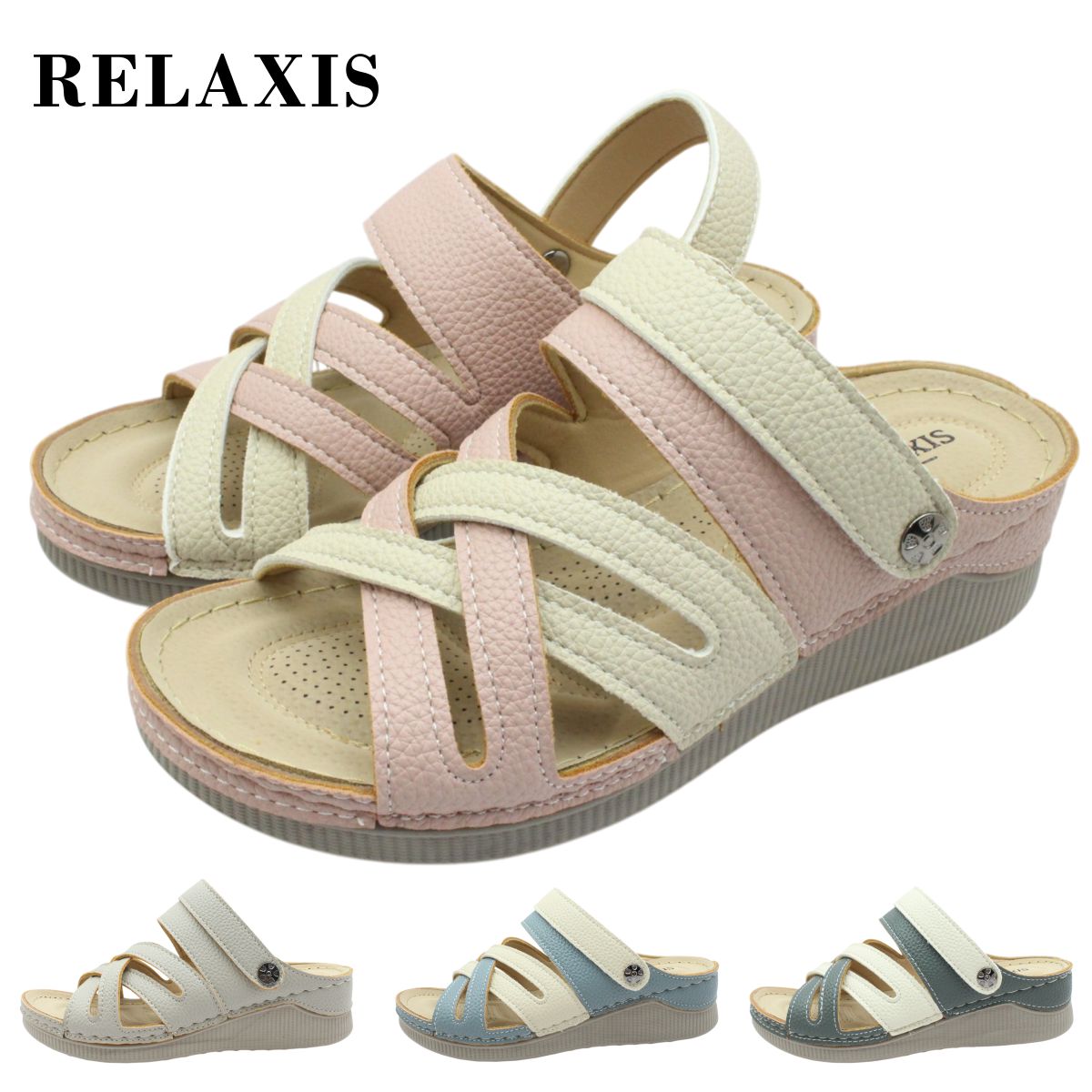 RELAXIS リラクシス レディース サンダル 2WAY 25117 軽量 幅広設計 コンフォート オールシーズン 靴 前あき バックバンド スニーカーのような履き心地のサボサンダル。 ベルト位置を動かすことで足首をしっかりと固定すること...