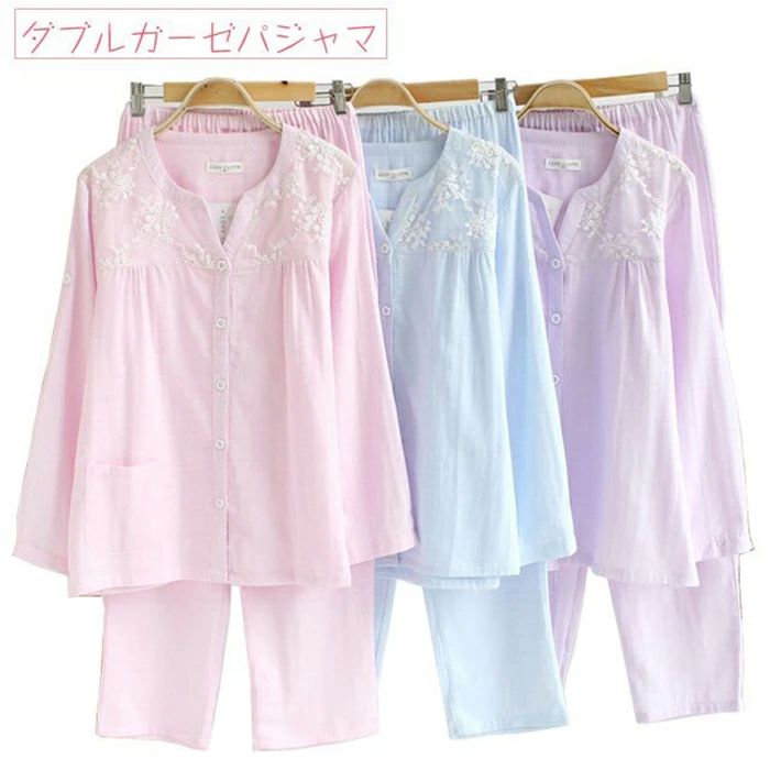 BorderColor="#FFFFFF"> 商品 パジャマ 素材 コットン サイズ M 肩幅39バスト102着丈67袖丈55ウエスト62-98総丈97ヒップ105 L 肩幅41バスト110着丈69袖丈56ウエスト66-100総丈100ヒッ...