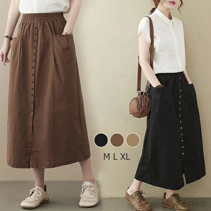 カラー ブラック　コーヒー色　ベージュ（写真参考） ※ モニターの発色の具合により実際の商品と色が異なる場合がございます。 サイズ（CM） M:着丈80　ウエスト66-110　 L:着丈81　ウエスト68-114　 XL:着丈82　ウエスト...